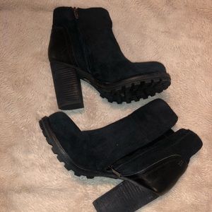 Sam Edelman | Shoes | Sam Edelman Black Suede Leather Heeled Booties 65 ...